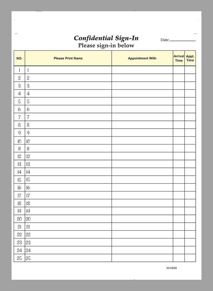Confidential Medical Patient Sign in Sheets – StockChecks, Inc.